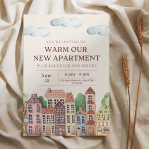 Warming the Apartment Housewarming Party Invitation Card Template ...