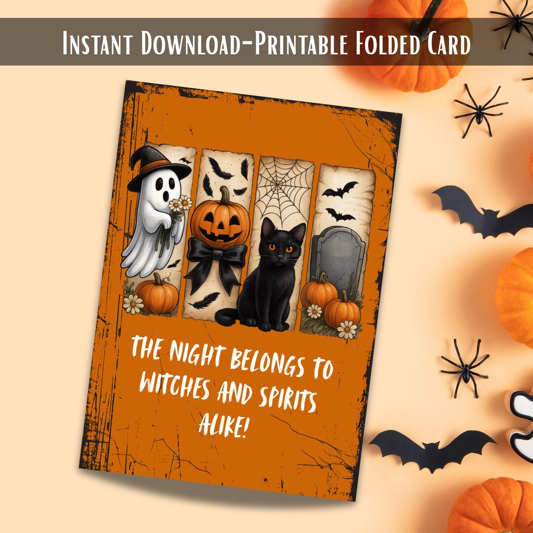 Printable Folded Happy Halloween Greeting Card Printable Halloween ...