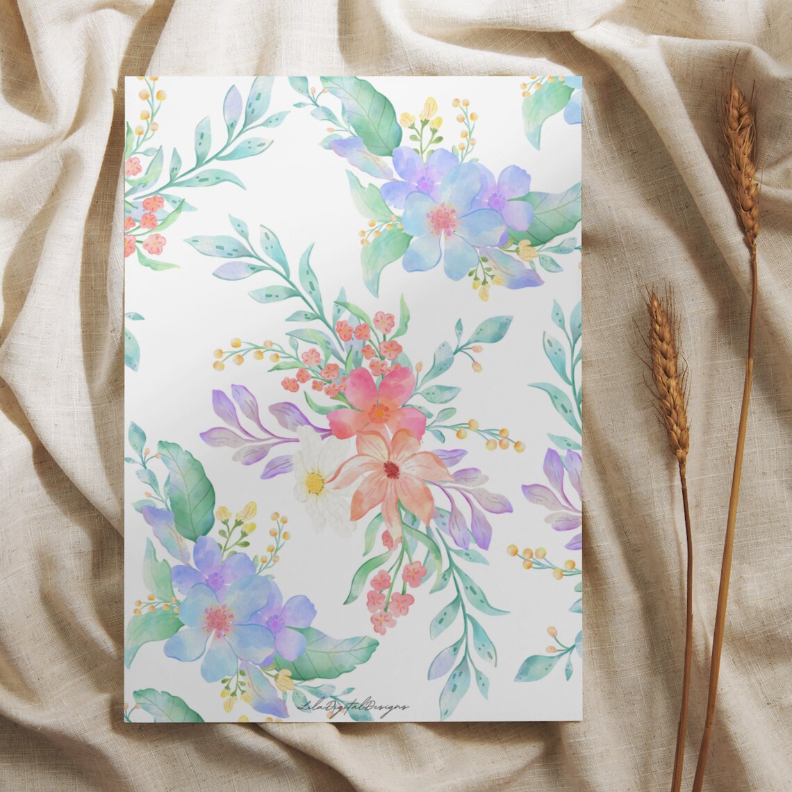 Spring Flowers Wedding Invitation Card Template Editable, Printable ...