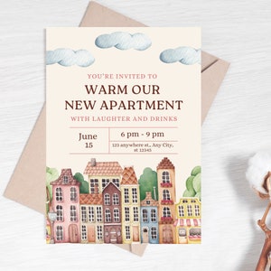 Warming the Apartment Housewarming Party Invitation Card Template ...