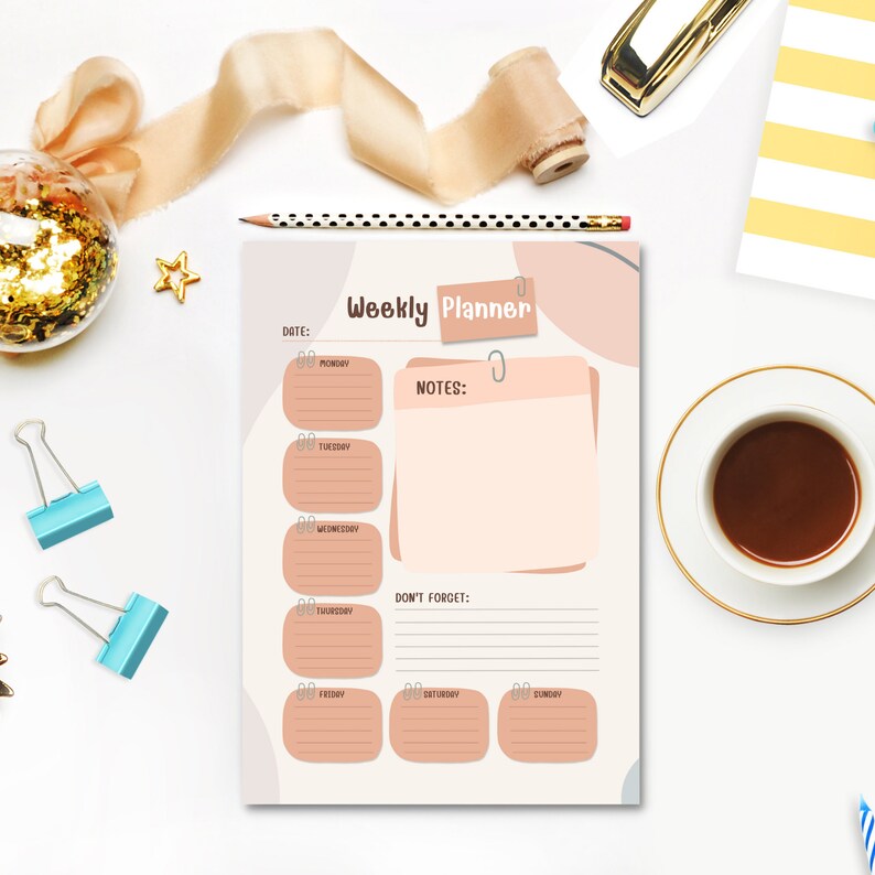 Printable Weekly Planner Undated Weekly and Daily Digital Planner ...