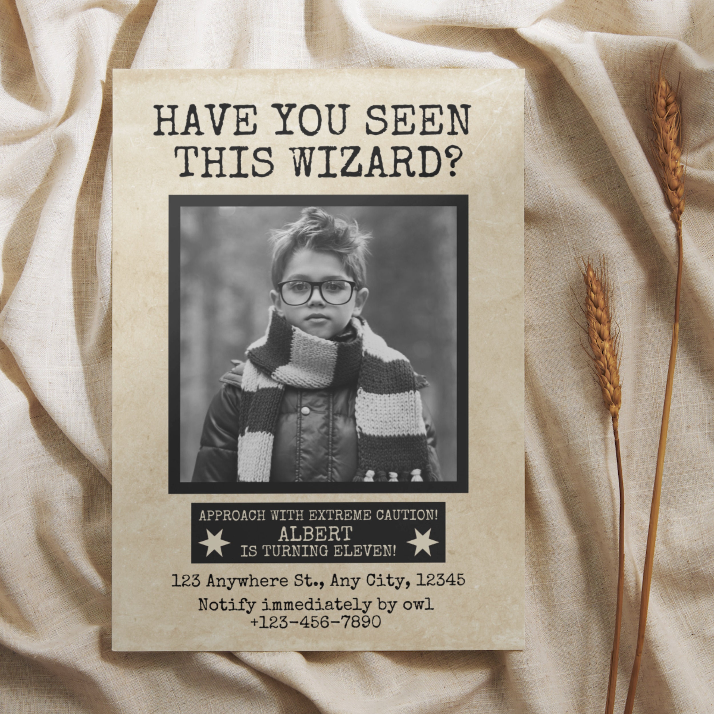 Wizard Birthday Party Invitation With Photo Card Template Editable ...