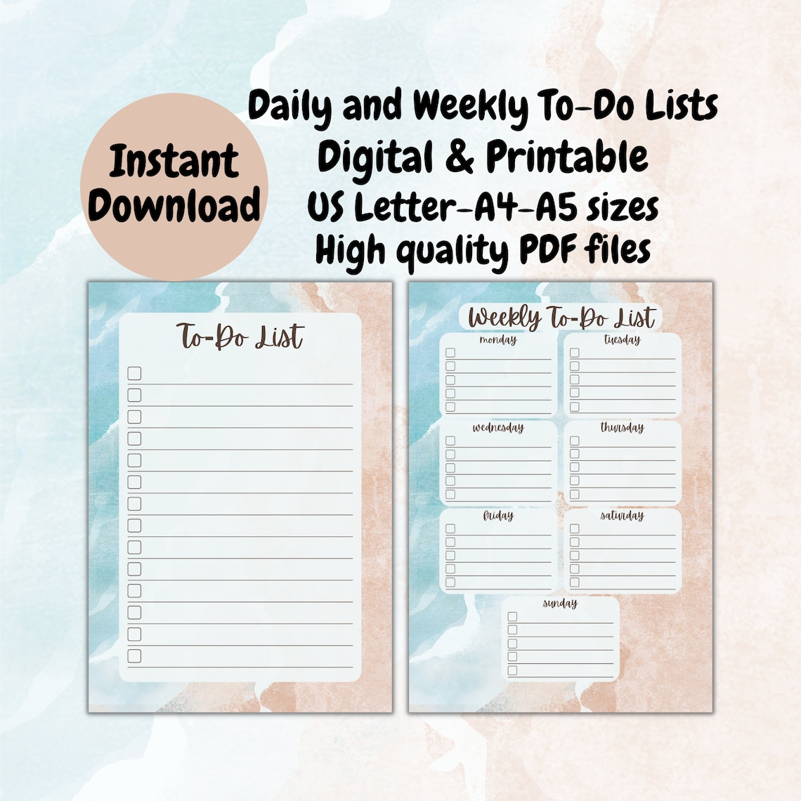 Printable To-do List Digital To-do List Daily & Weekly To-do Lists ...