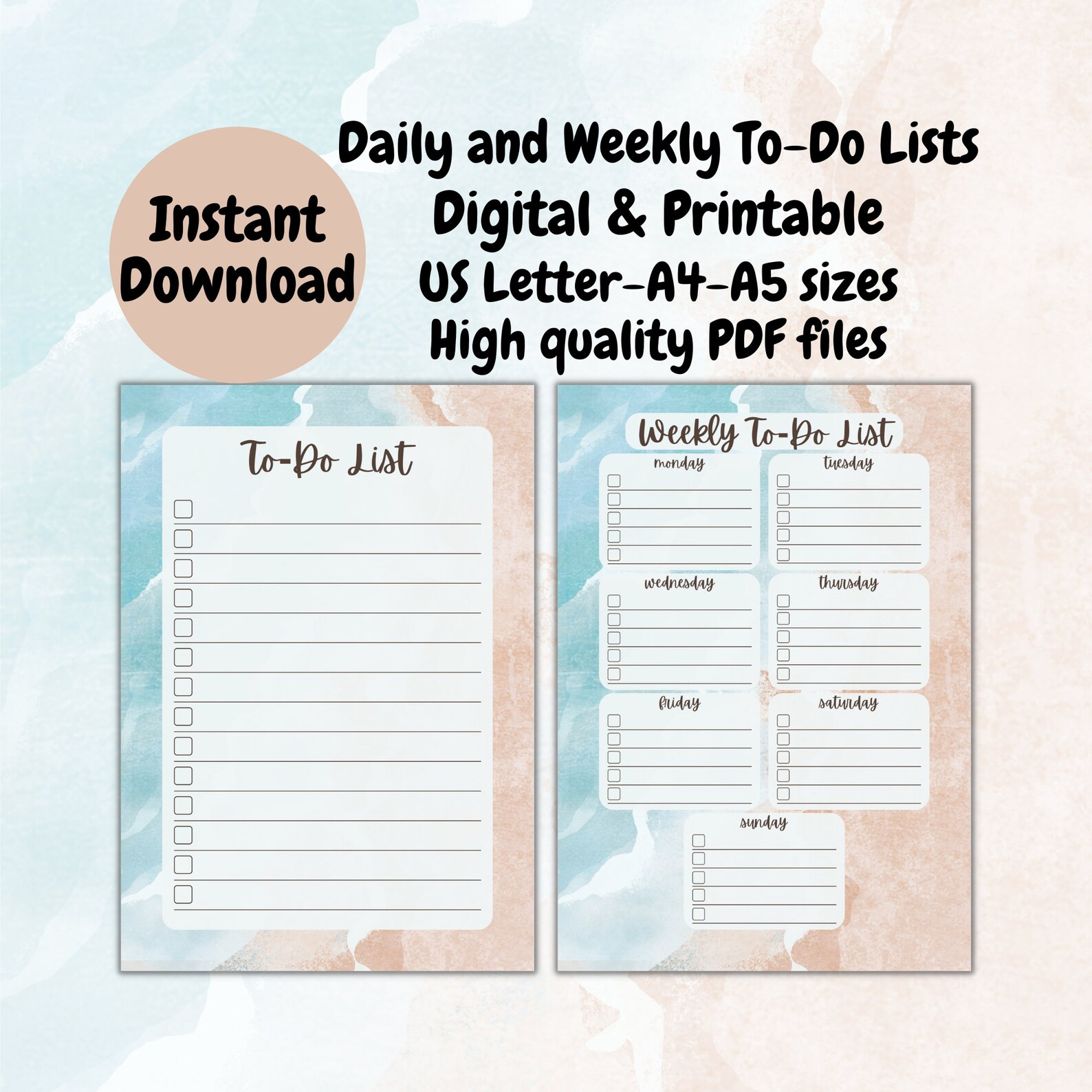 Printable To-do List Digital To-do List Daily & Weekly To-do Lists ...