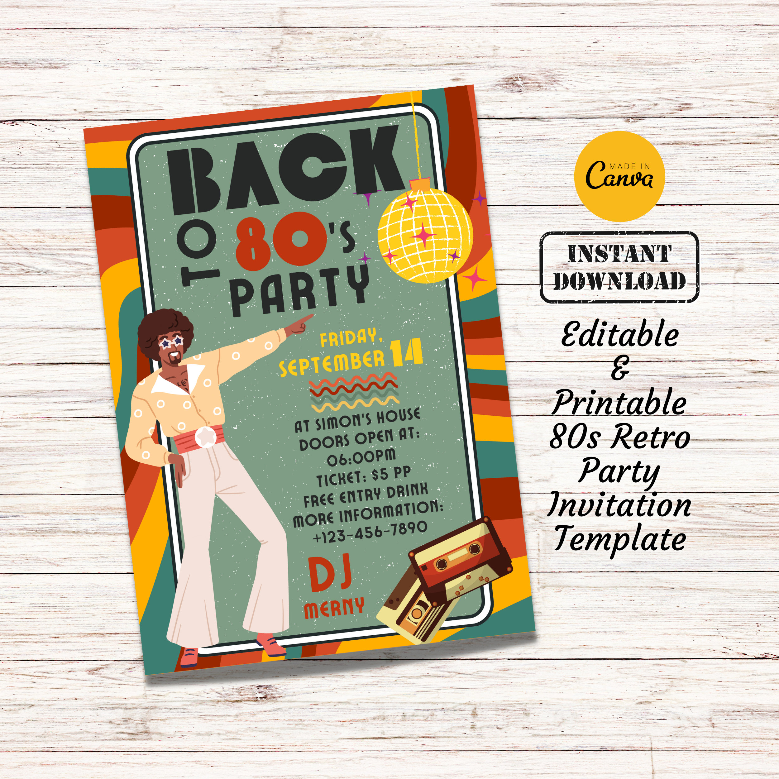 80s Theme Party Template 80s Birthday Party Invitation – Simple
