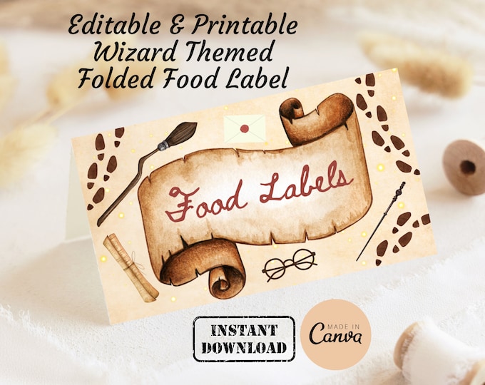 Wizard Birthday Party Food Label Template, Magic School Tented Food ...