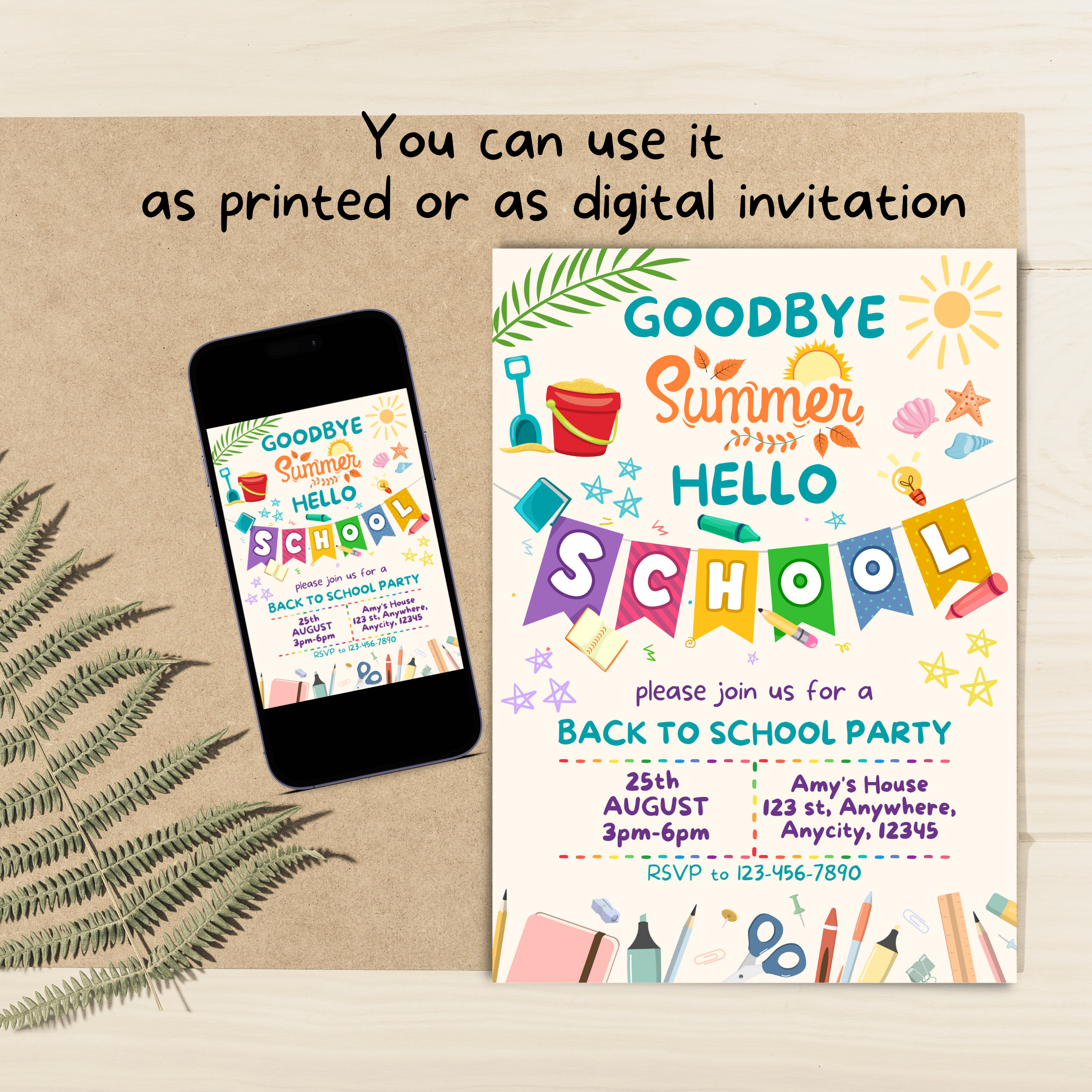 Back to School Bash Party Invitation Card Template Editable - Etsy