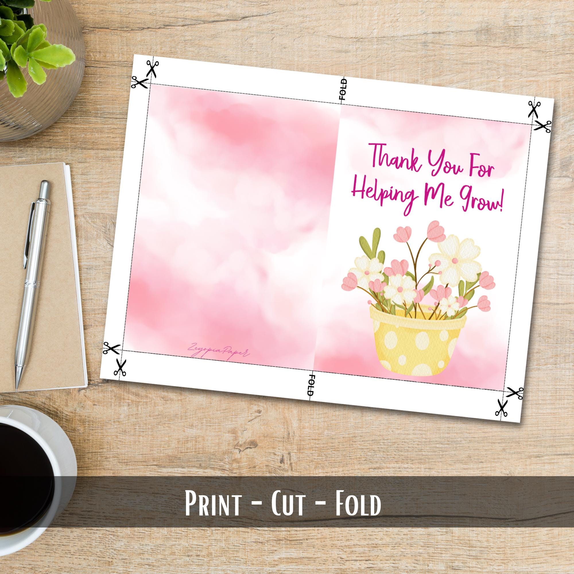 Teacher Appreciation Folded Gift Card Printable Folded Thank You for ...