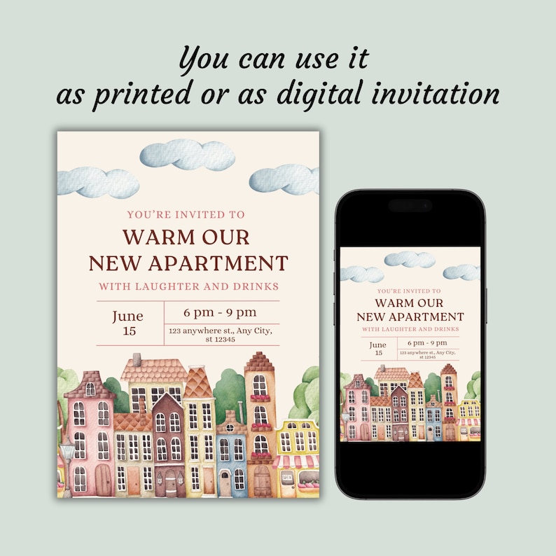 Warming the Apartment Housewarming Party Invitation Card Template ...