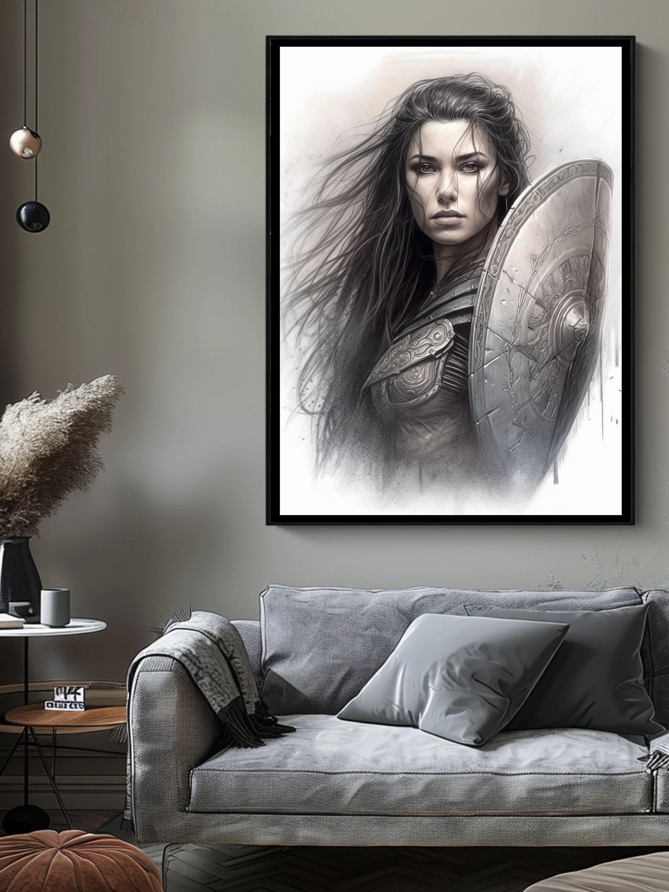 Beautiful Female Warrior Portrait, Viking Shield Maiden, Warrior Wall ...