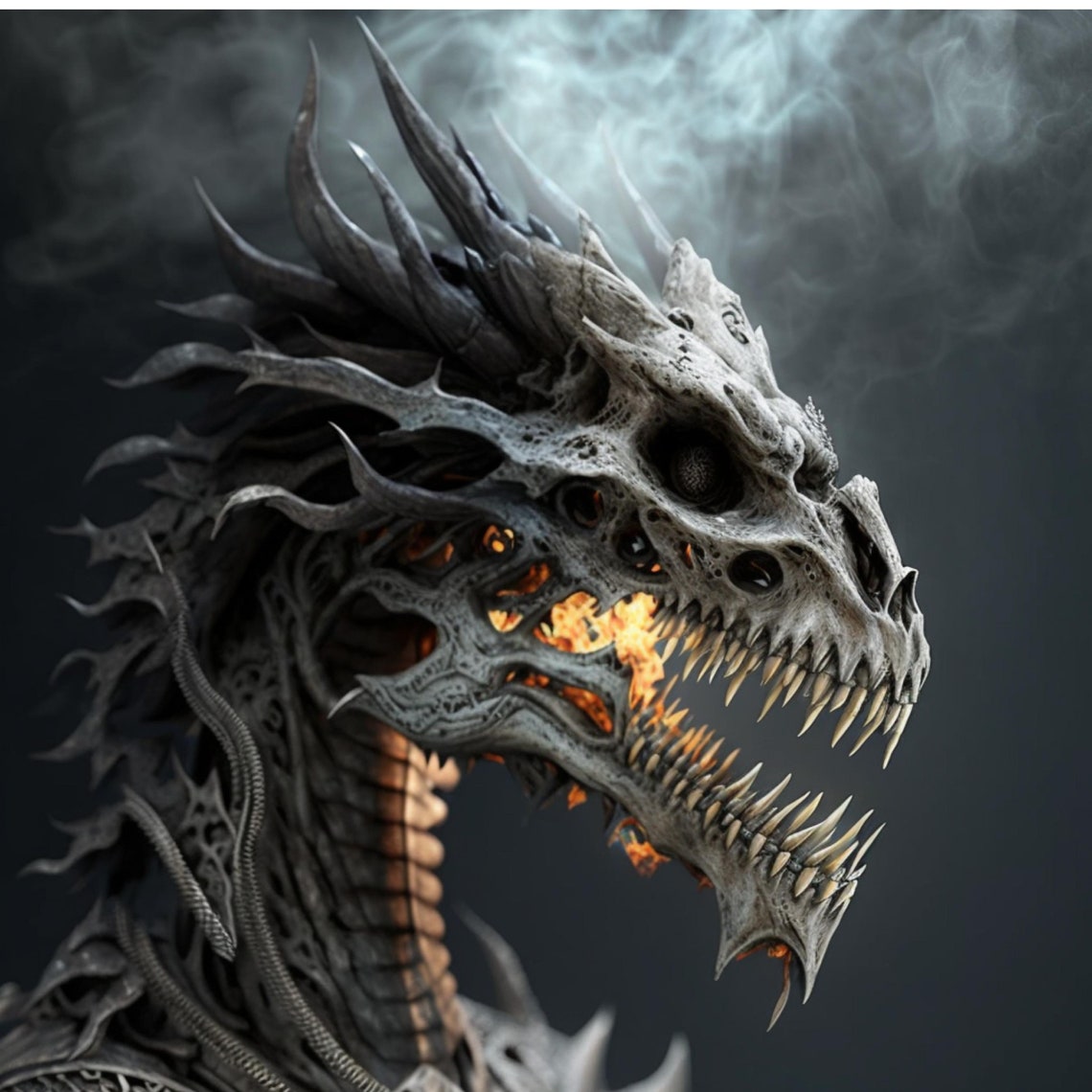 Dragon Skull, Art Print, Wallpaper, Poster, Digital Download - Etsy