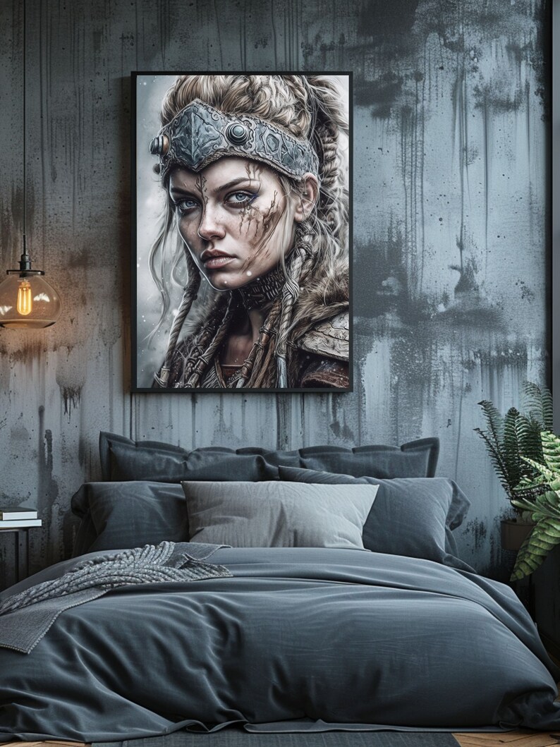 Beautiful Female Warrior Portrait, Viking Shield Maiden, Warrior Wall ...