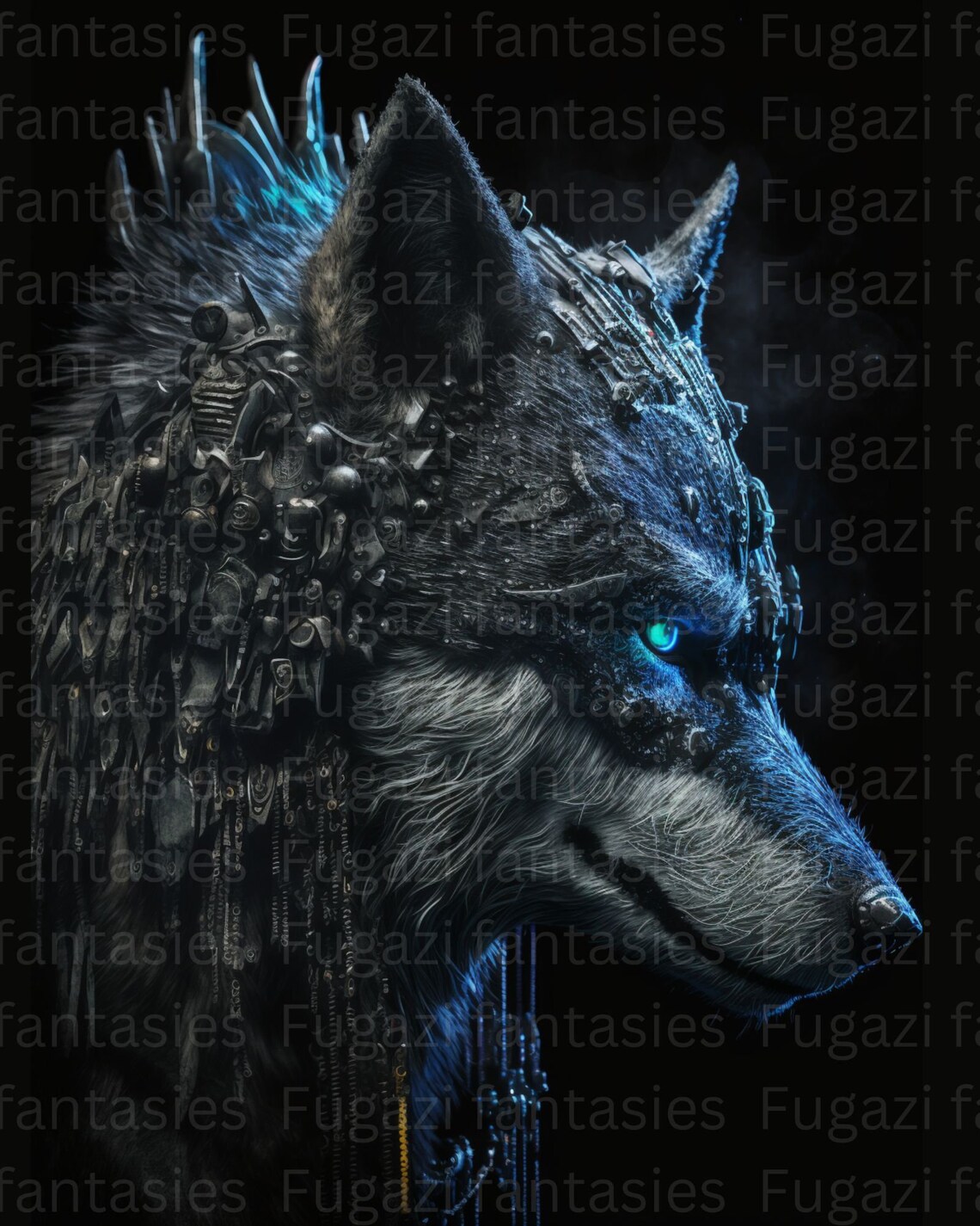 Steampunk Wolf, Cyberpunk Wolf, AI Art, Wall Art, Printable Art ...