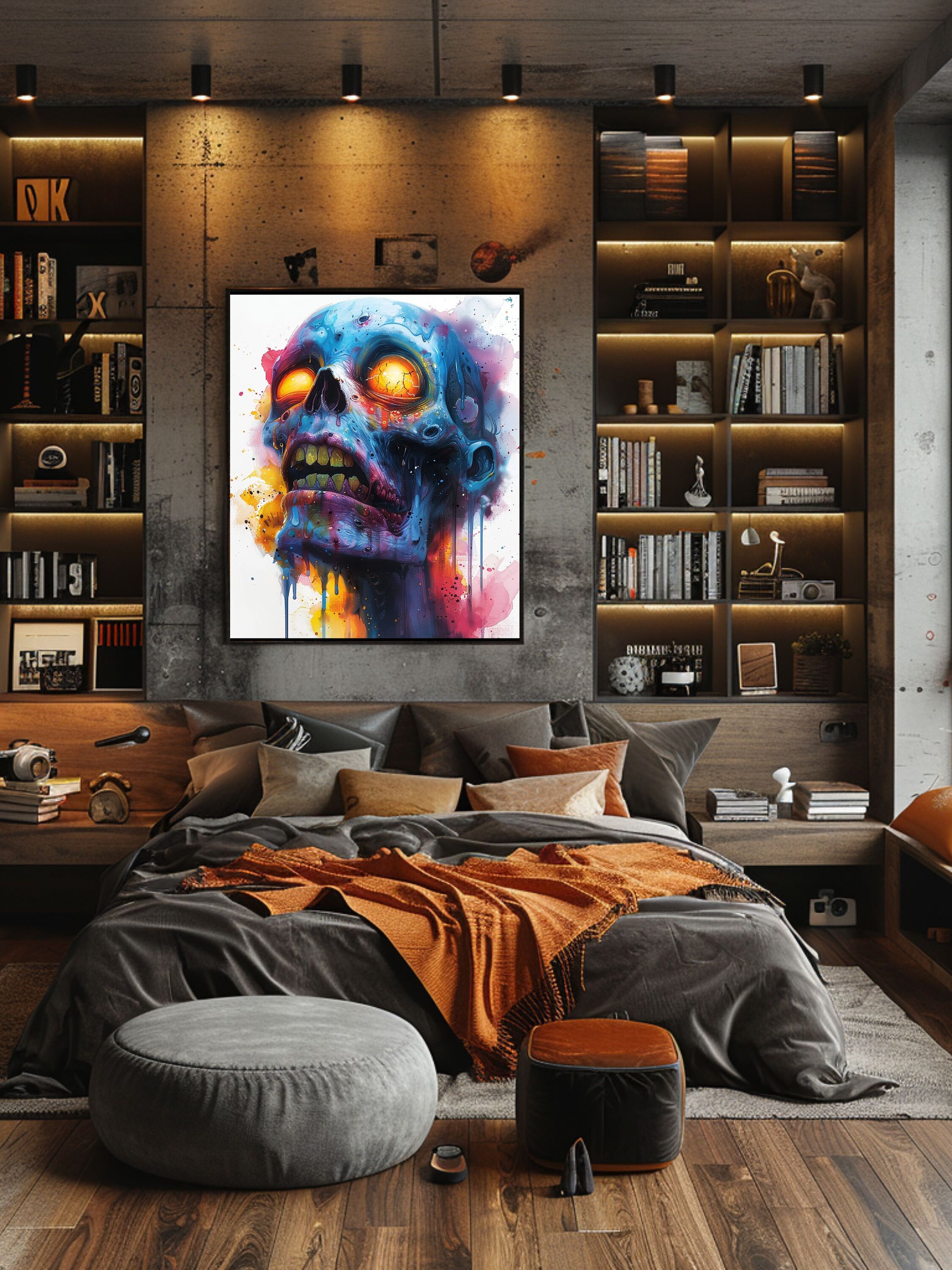 Zombie Graffiti Wall Art, Digital Download, Modern Art Print, Urban ...