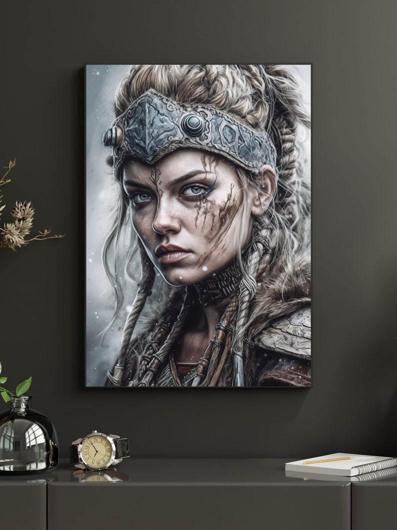Beautiful Female Warrior Portrait, Viking Shield Maiden, Warrior Wall ...