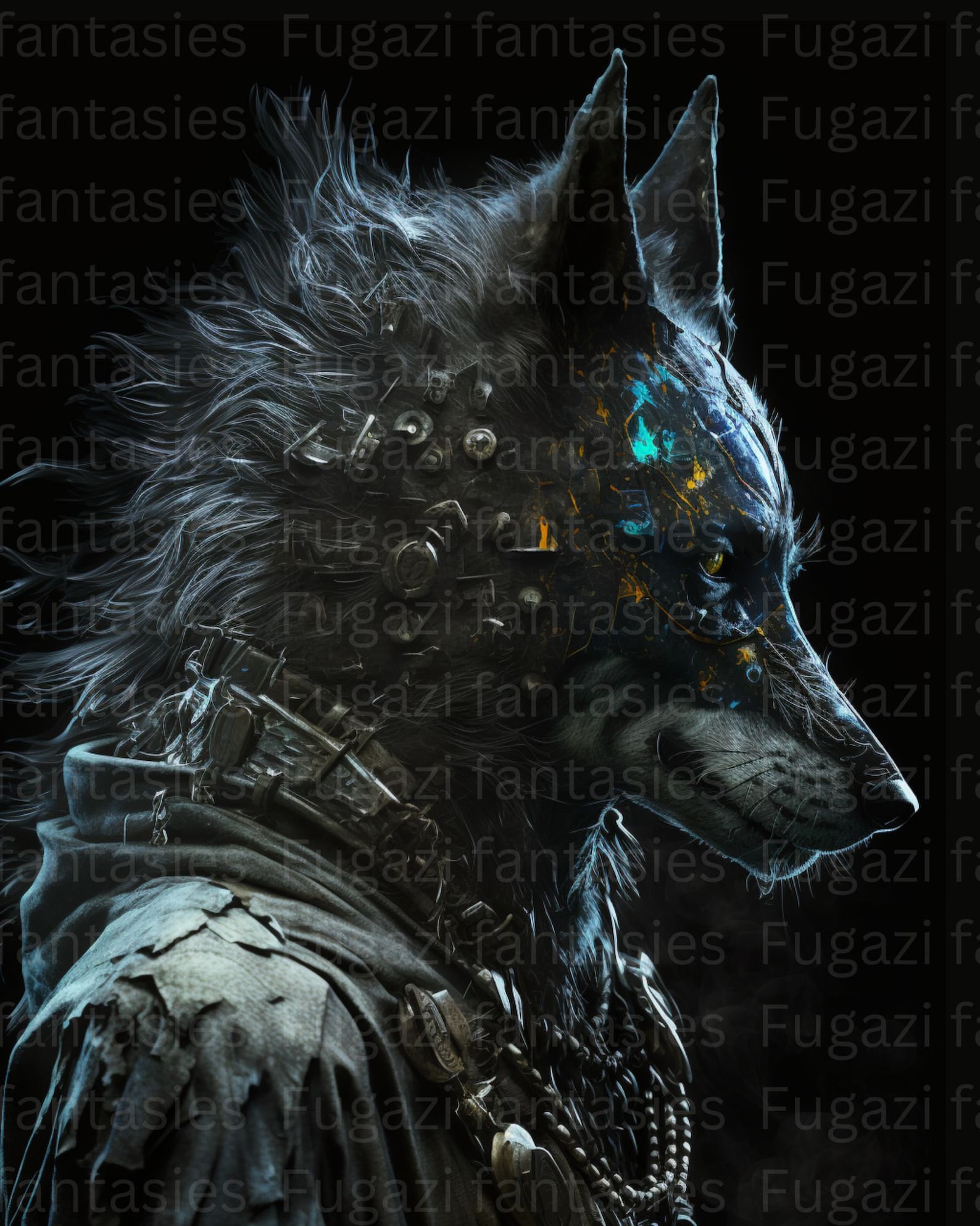 Steampunk Wolf, Cyberpunk Wolf, AI Art, Wall Art, Printable Art ...