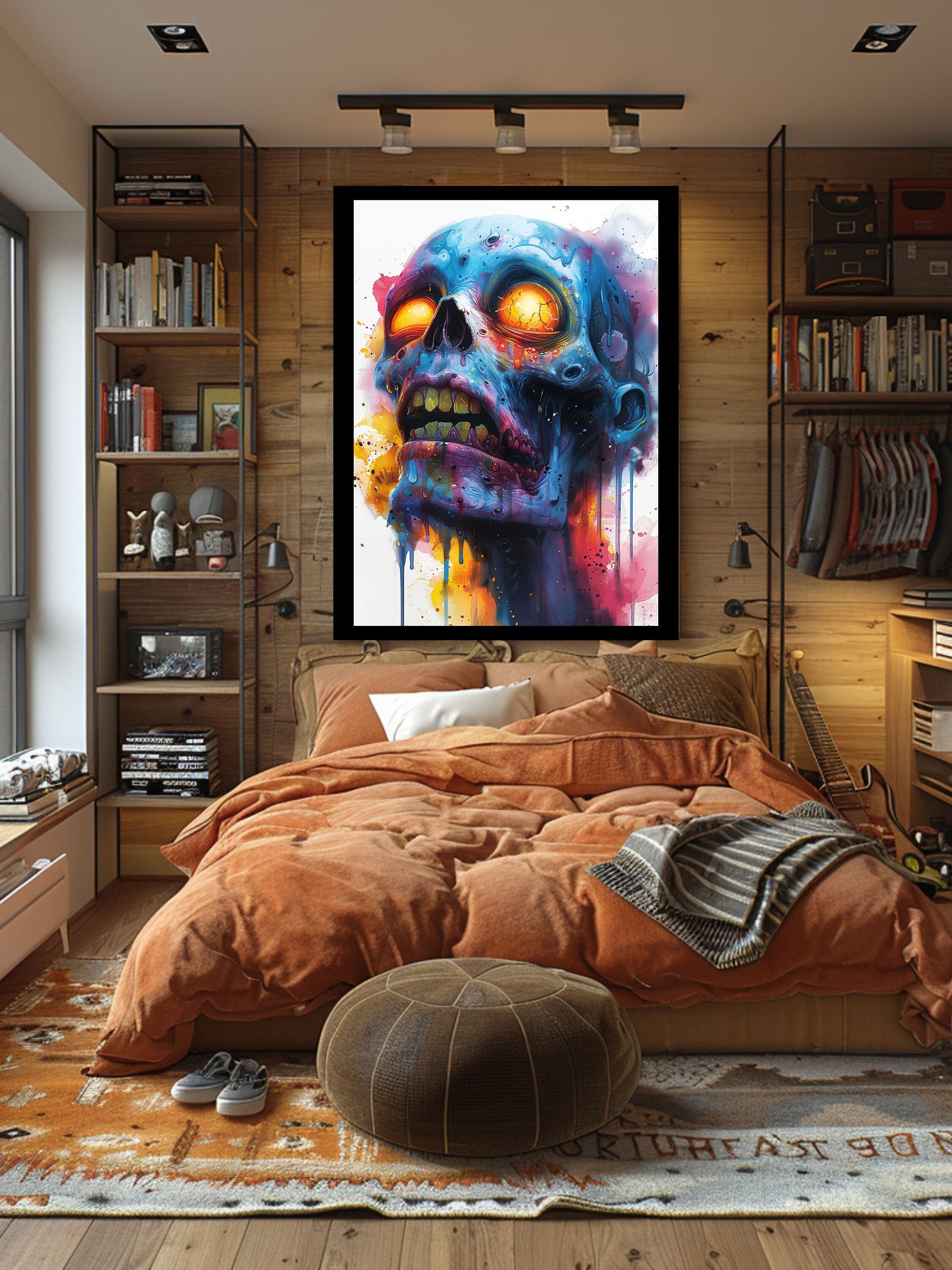Zombie Graffiti Wall Art, Digital Download, Modern Art Print, Urban ...