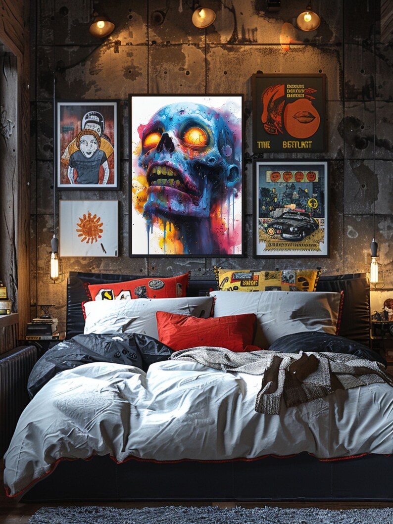 Zombie Graffiti Wall Art, Digital Download, Modern Art Print, Urban ...