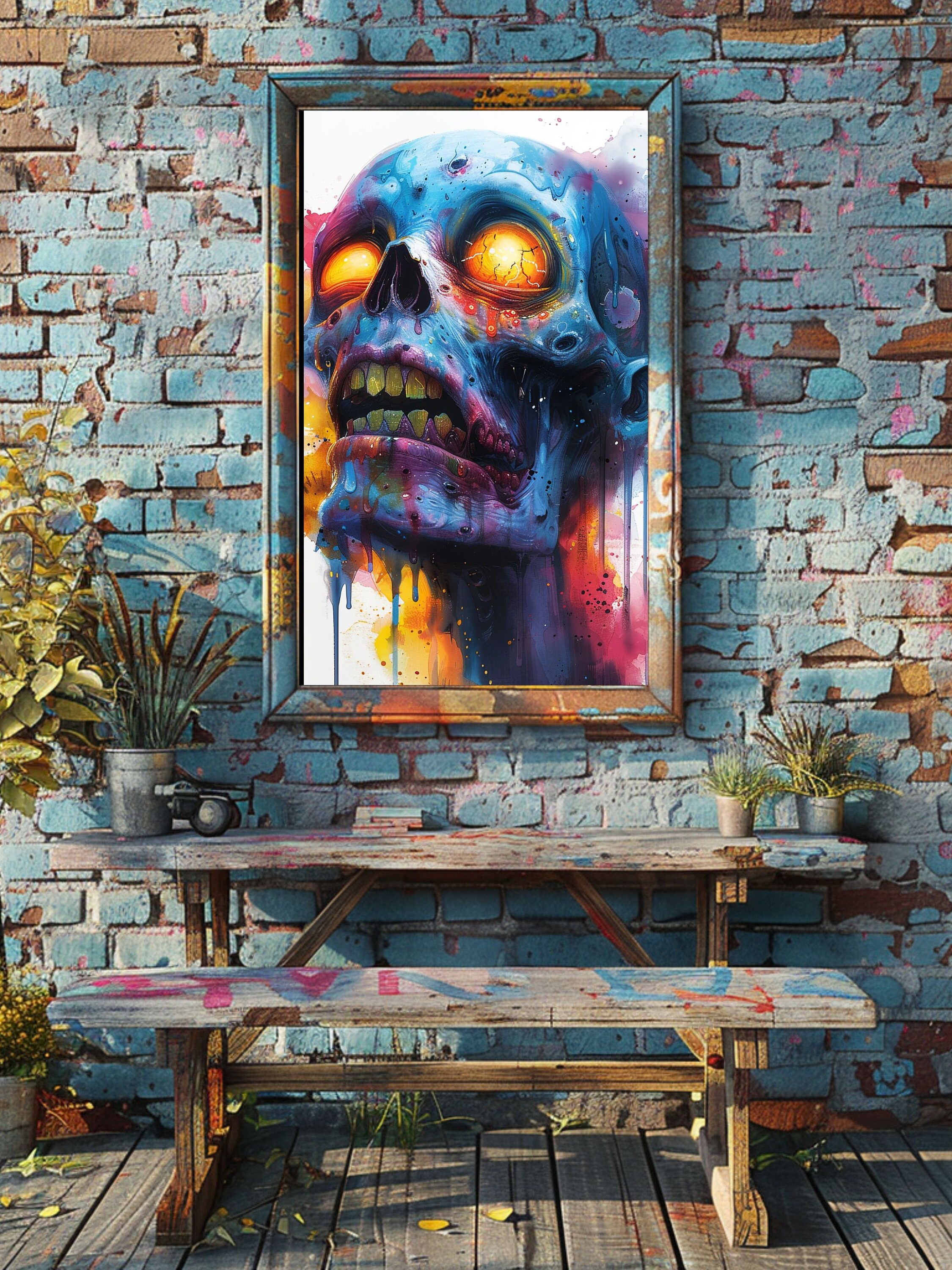 Zombie Graffiti Wall Art, Digital Download, Modern Art Print, Urban ...