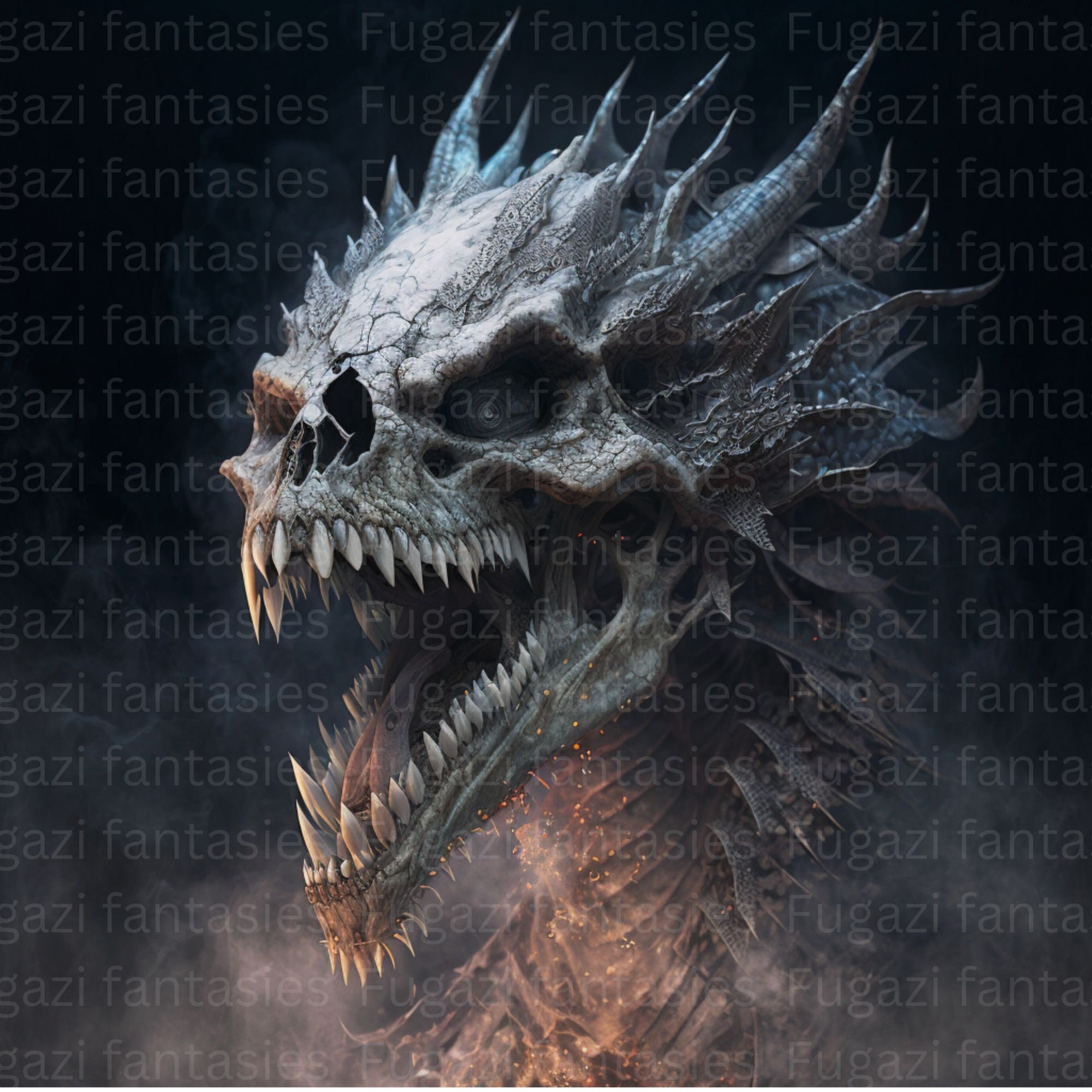 Dragon Skull, Art Print, Wallpaper, Poster, Digital Download - Etsy