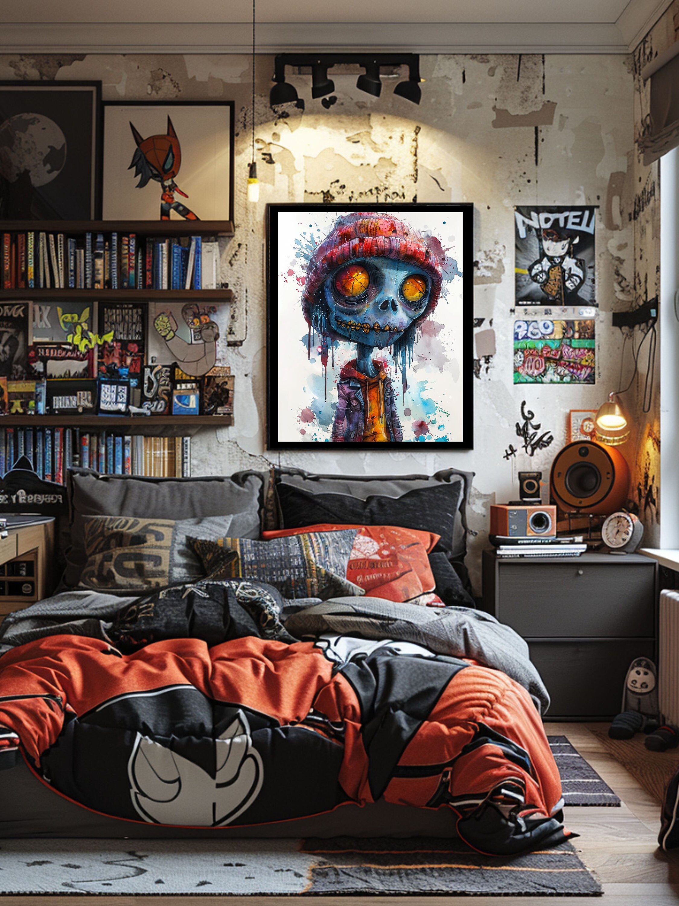 Zombie Graffiti Wall Art, Digital Download, Modern Art Print, Urban ...