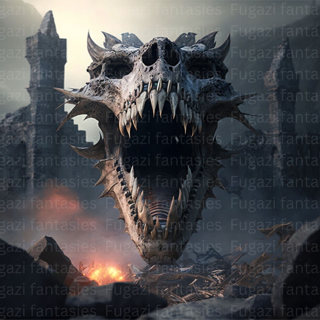 Dragon Skull, Art Print, Wallpaper, Poster, Digital Download - Etsy