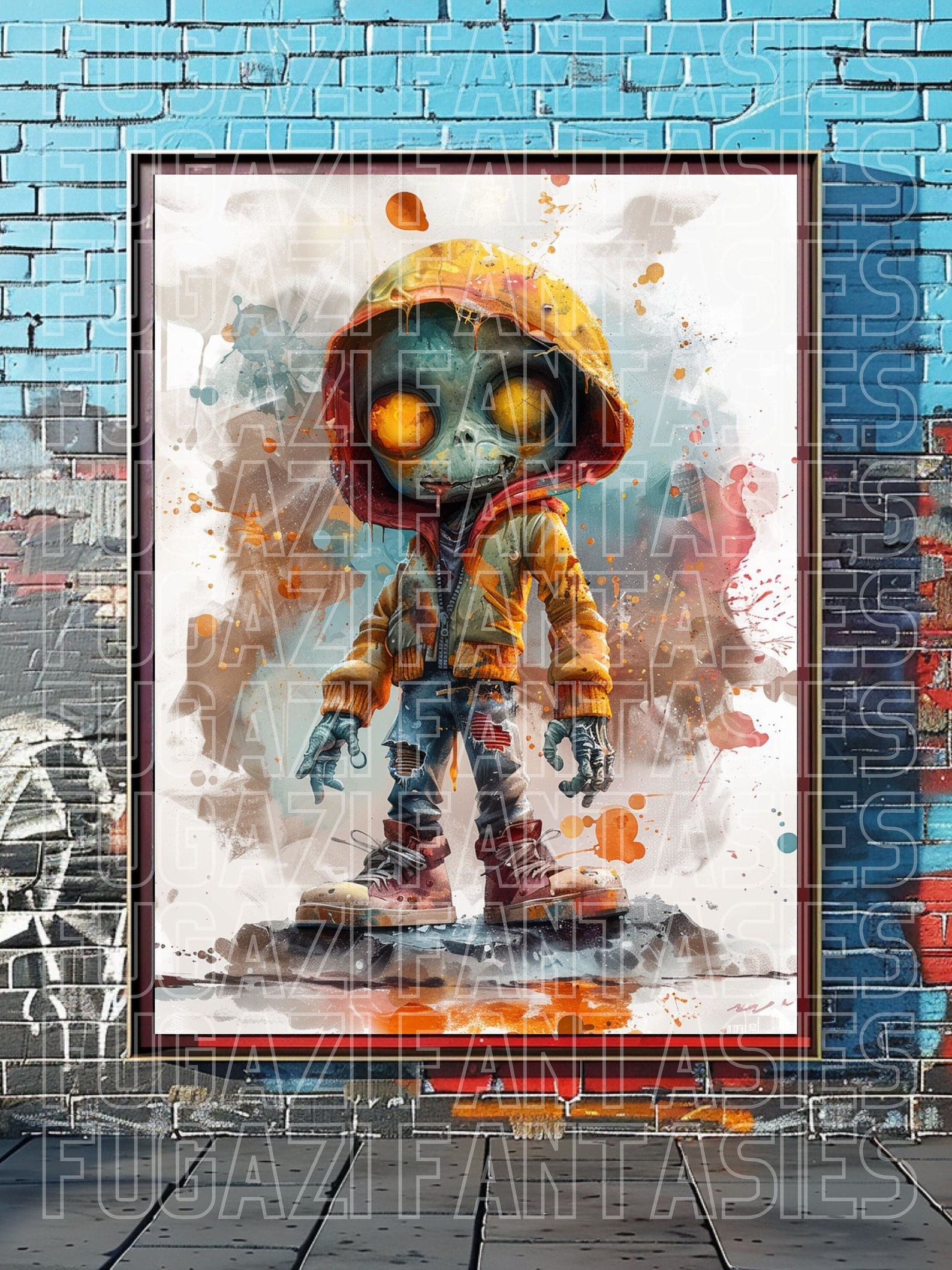 Zombie Graffiti Wall Art, Digital Download, Modern Art Print, Urban ...