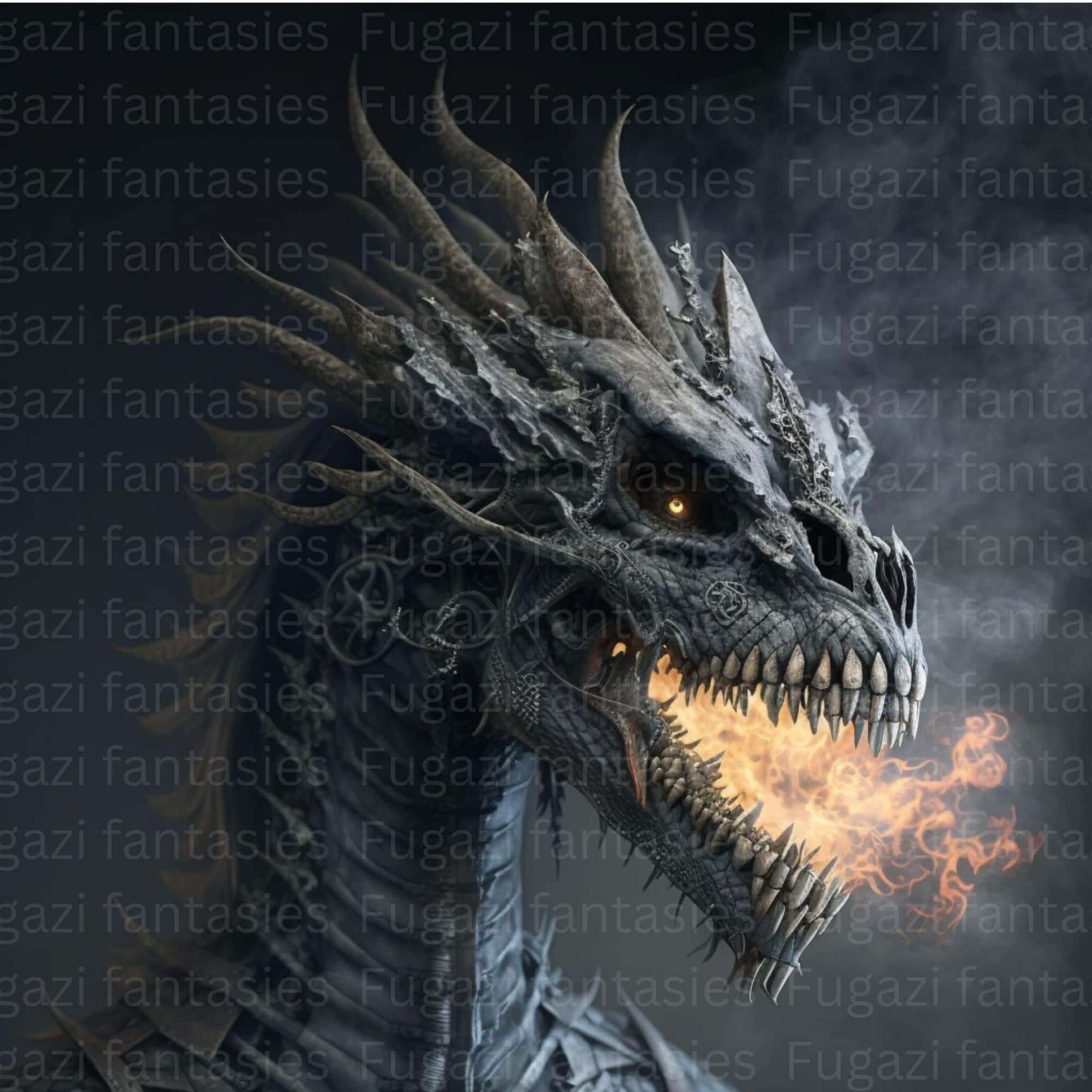 Dragon Skull Art Print Wallpaper Poster Digital Download - Etsy