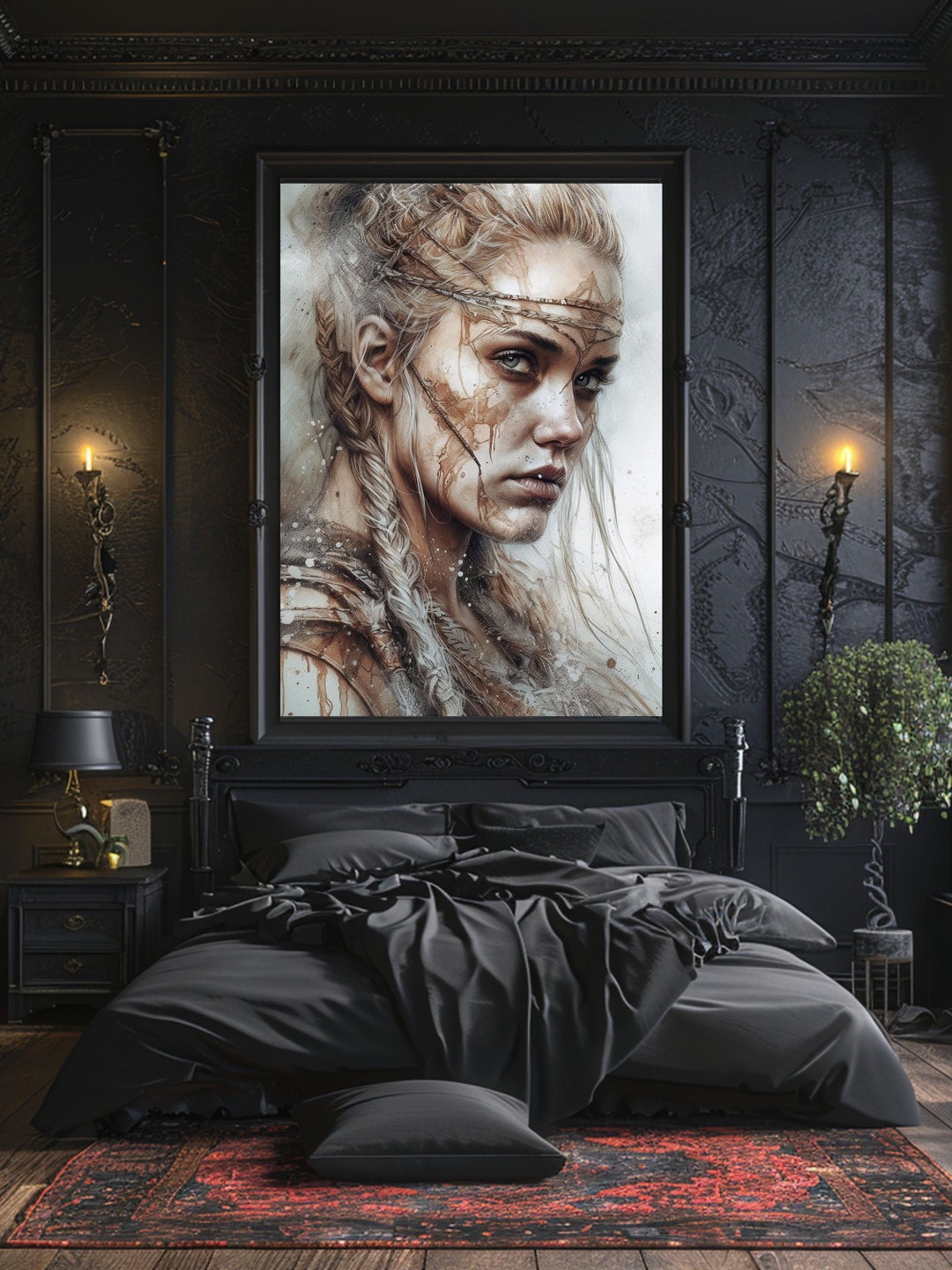 Beautiful Female Warrior Portrait, Viking Shield Maiden, Warrior Wall ...