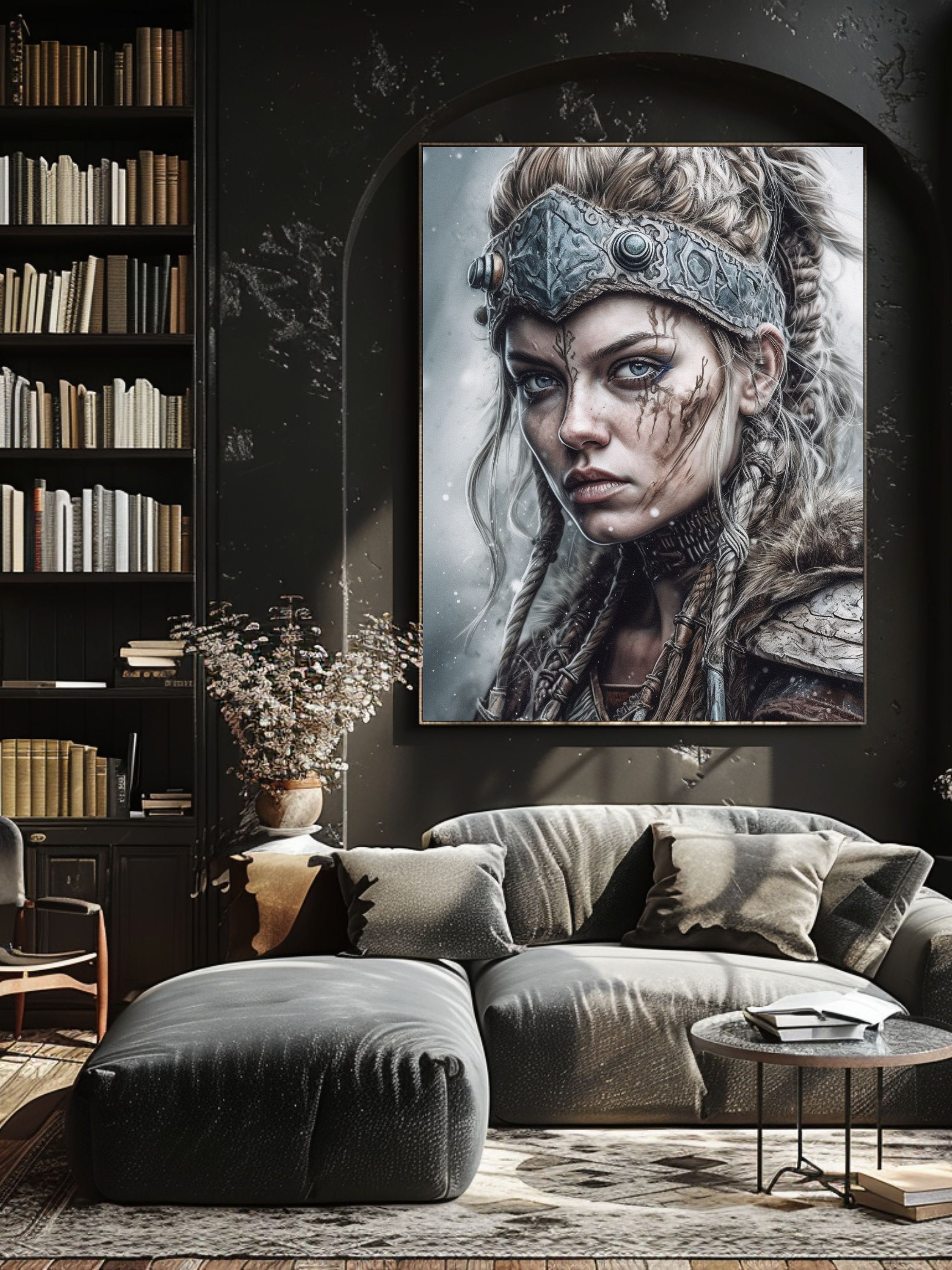 Beautiful Female Warrior Portrait, Viking Shield Maiden, Warrior Wall ...