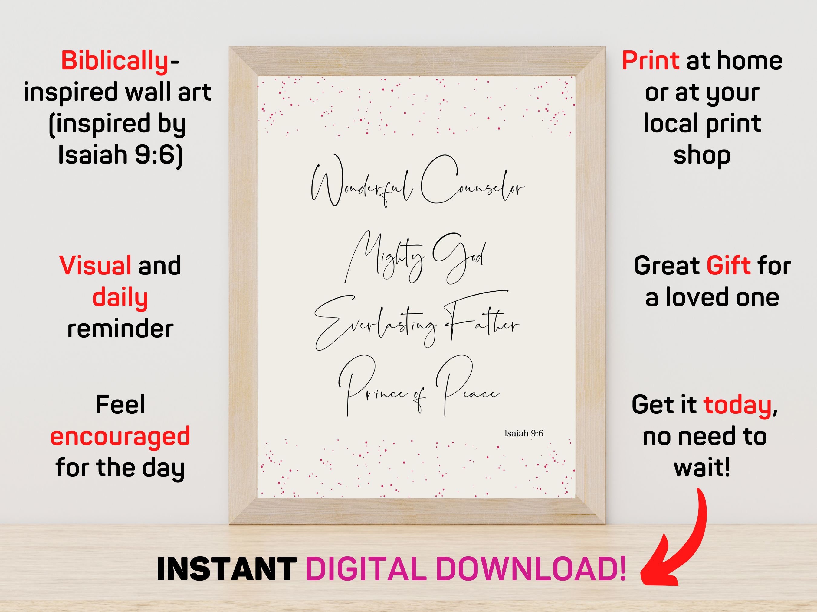 Simple Christmas Poster, Printable Christian Wall Art, Unique Christmas ...