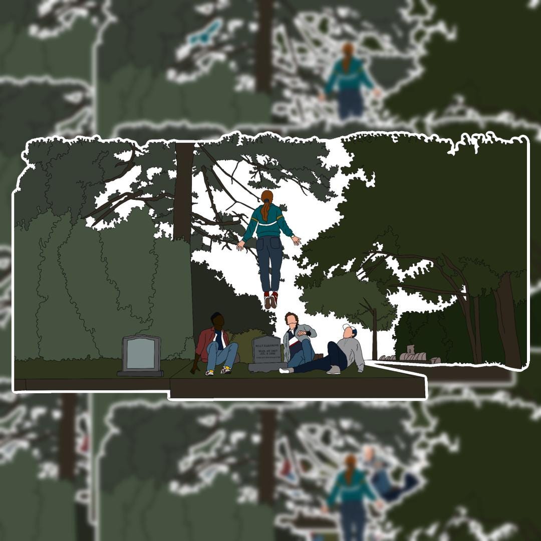 Stranger Things Max Floating Over Graveyard Sticker - Etsy