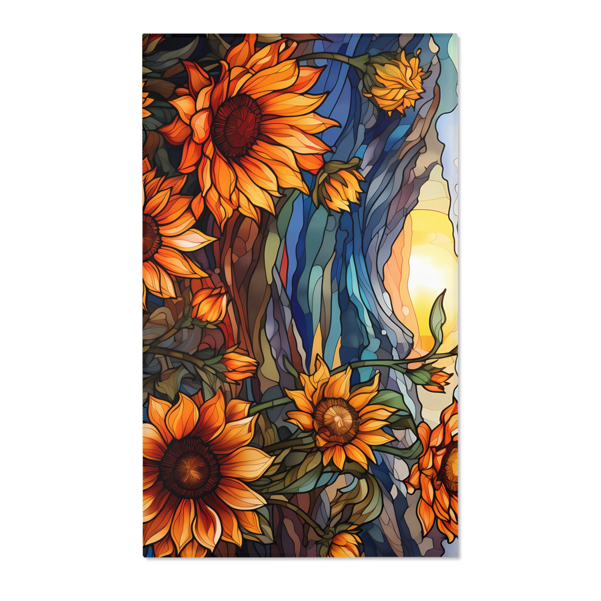 Stained Glass Style Sunflowers Area Rug Perfect Rustic Decor - Etsy
