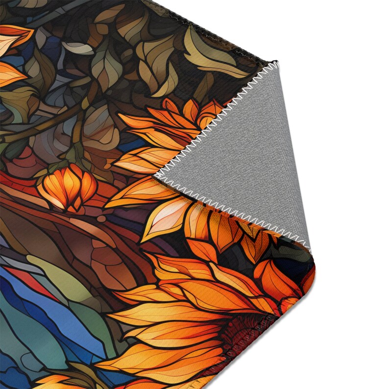 Stained Glass Style Sunflowers Area Rug Perfect Rustic Decor - Etsy