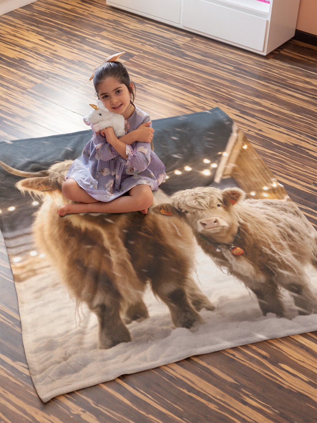 Ho Ho Ho Highland Cow Christmas Blanket Cow Print Holiday - Etsy