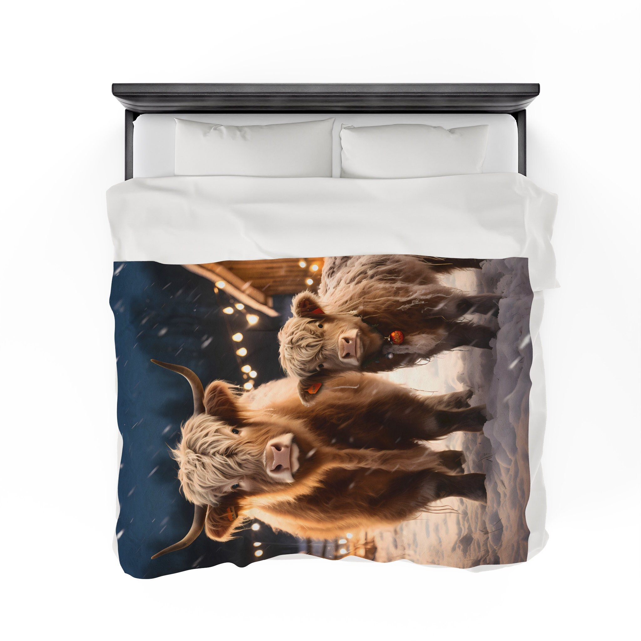 Ho Ho Ho Highland Cow Christmas Blanket Cow Print Holiday - Etsy