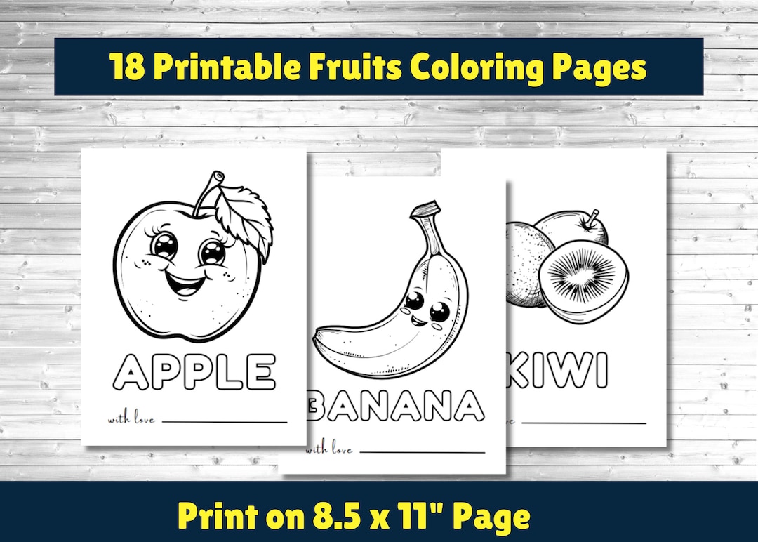 18 Fruit Coloring Pages for Kids, Printable Kids Coloring Pages for ...