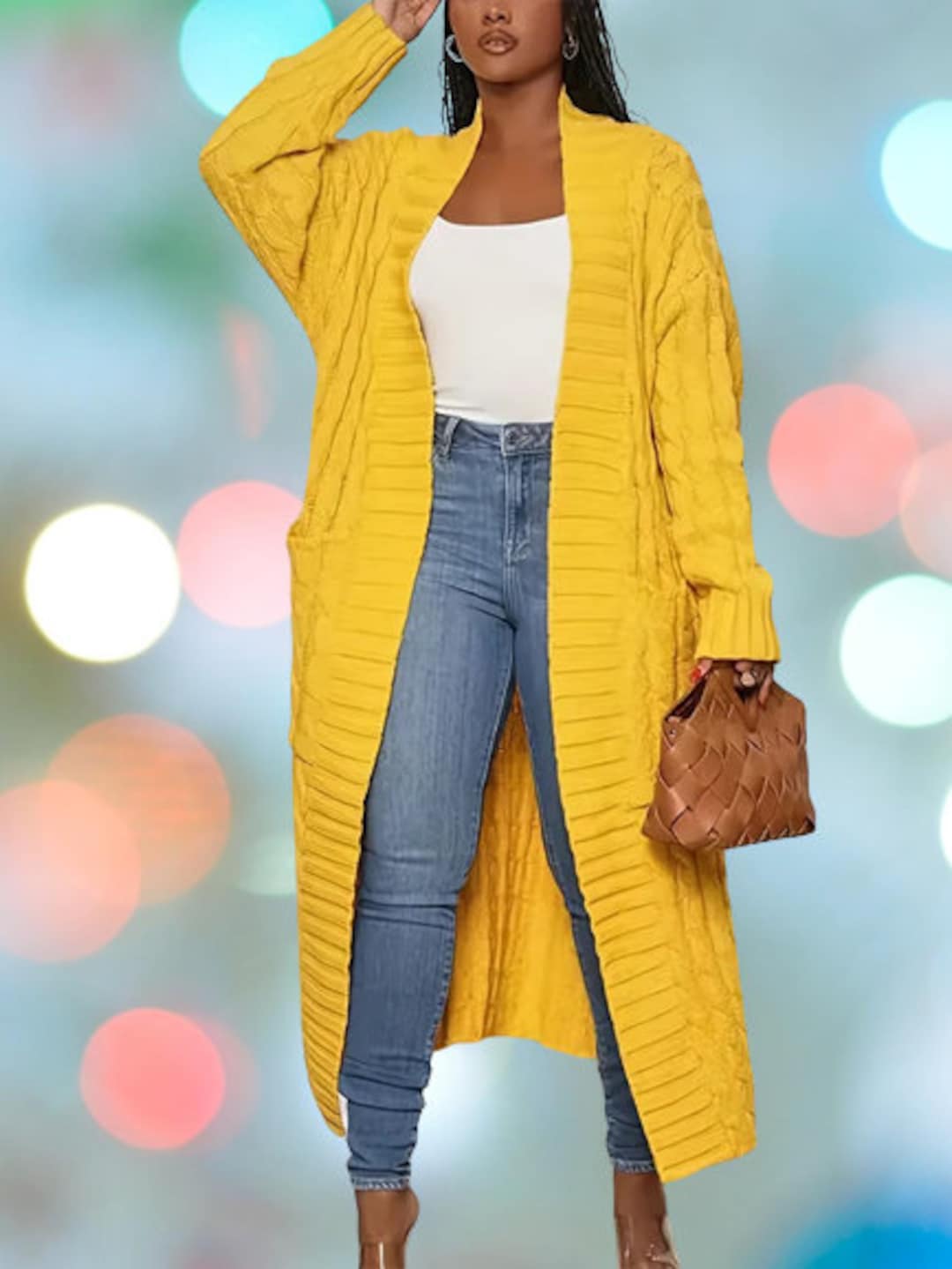 Women's Cardigan, Long Sleeve Sweater Pockets, Women's Cardigan Chunky ...