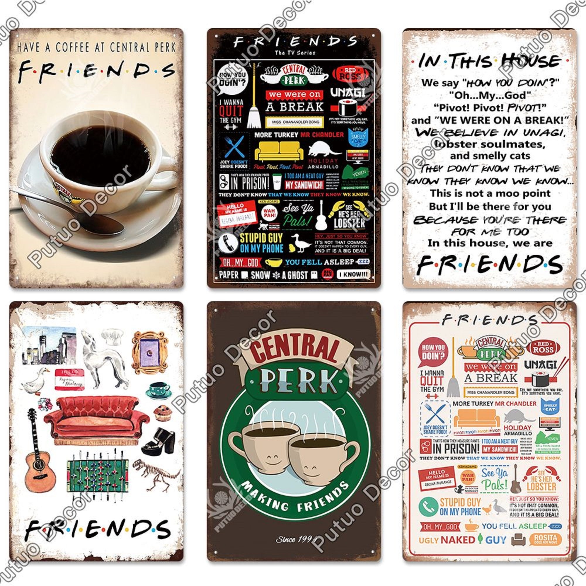 TV Show Friends Metal Sign Central Perk Vintage Style Plaque Tin Poster ...