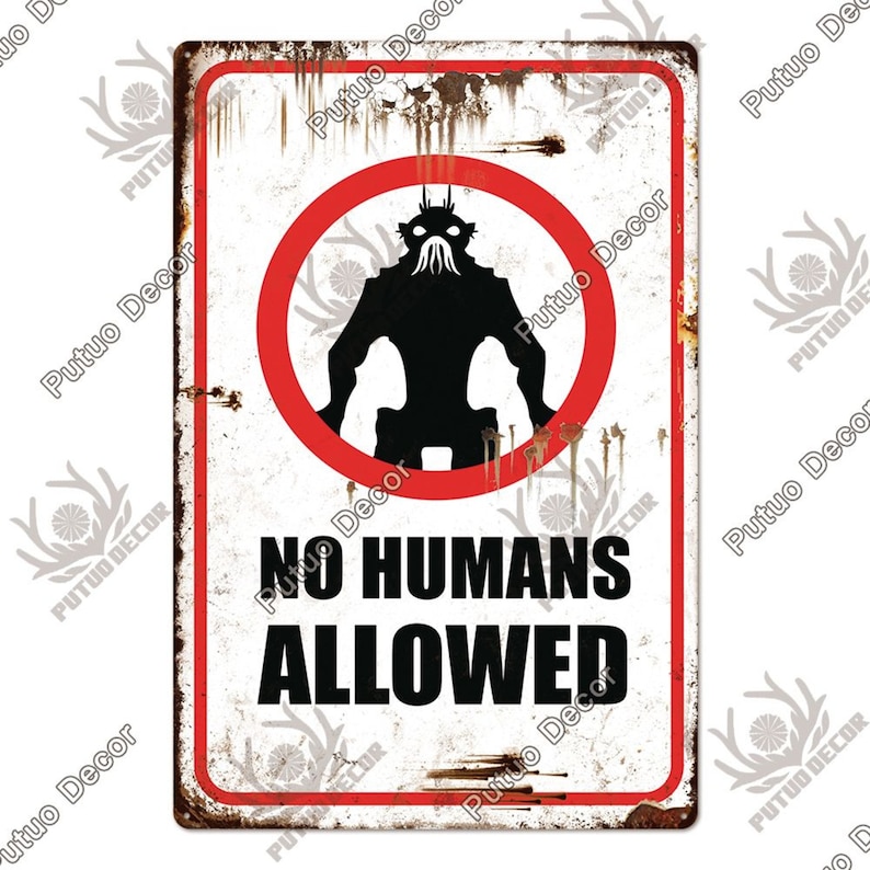 Warning Metal Plaque Retro Style Tin Sign for Bar Club Park Backyard ...
