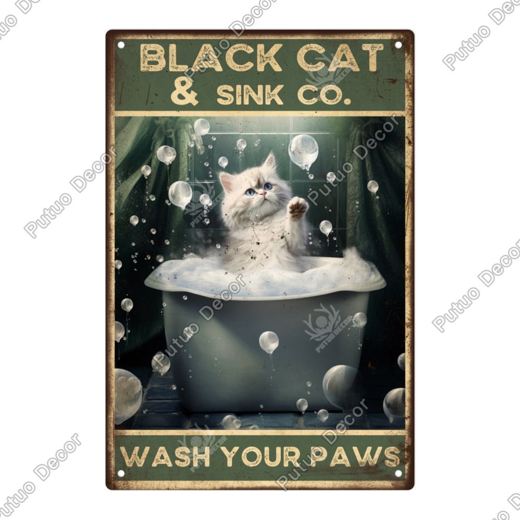 WC Toilet Funny Animals Restroom Retro Tin Sign Vintage Bathroom Plaque ...