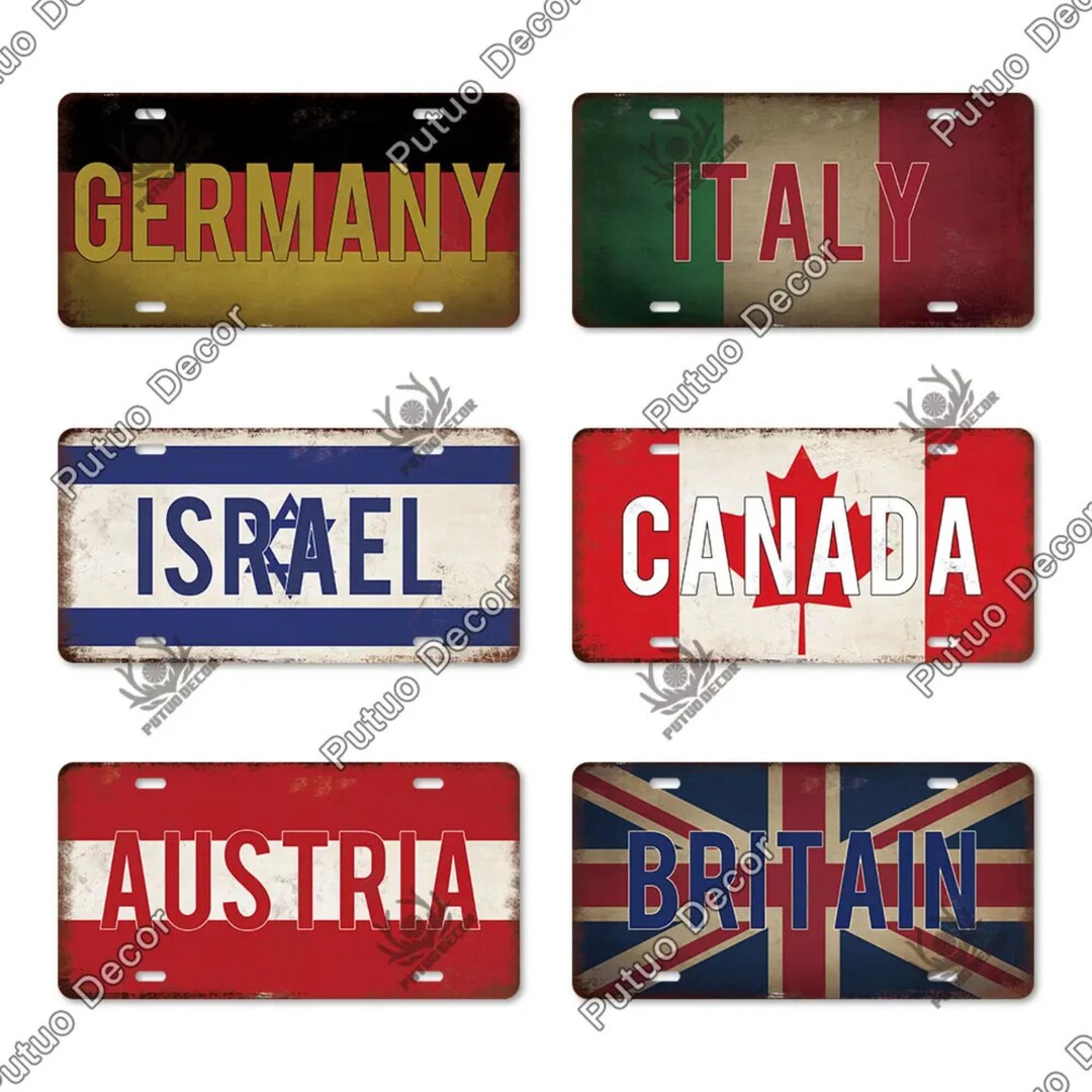 World Countries National Style Flags License Plates Vintage Plaque ...