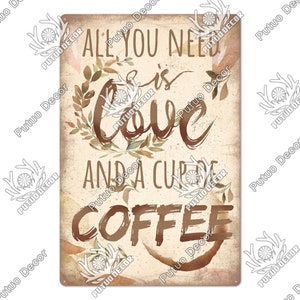Coffee Tin Sign Vintage Plaque Metal Plate Shabby Chic Wall Art Poster ...
