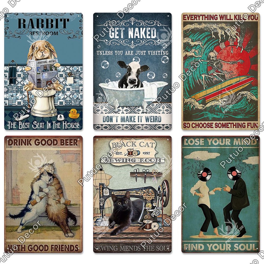 Funny Humor Animals Metal Signs Vintage Style Posters Tin Signs Retro ...