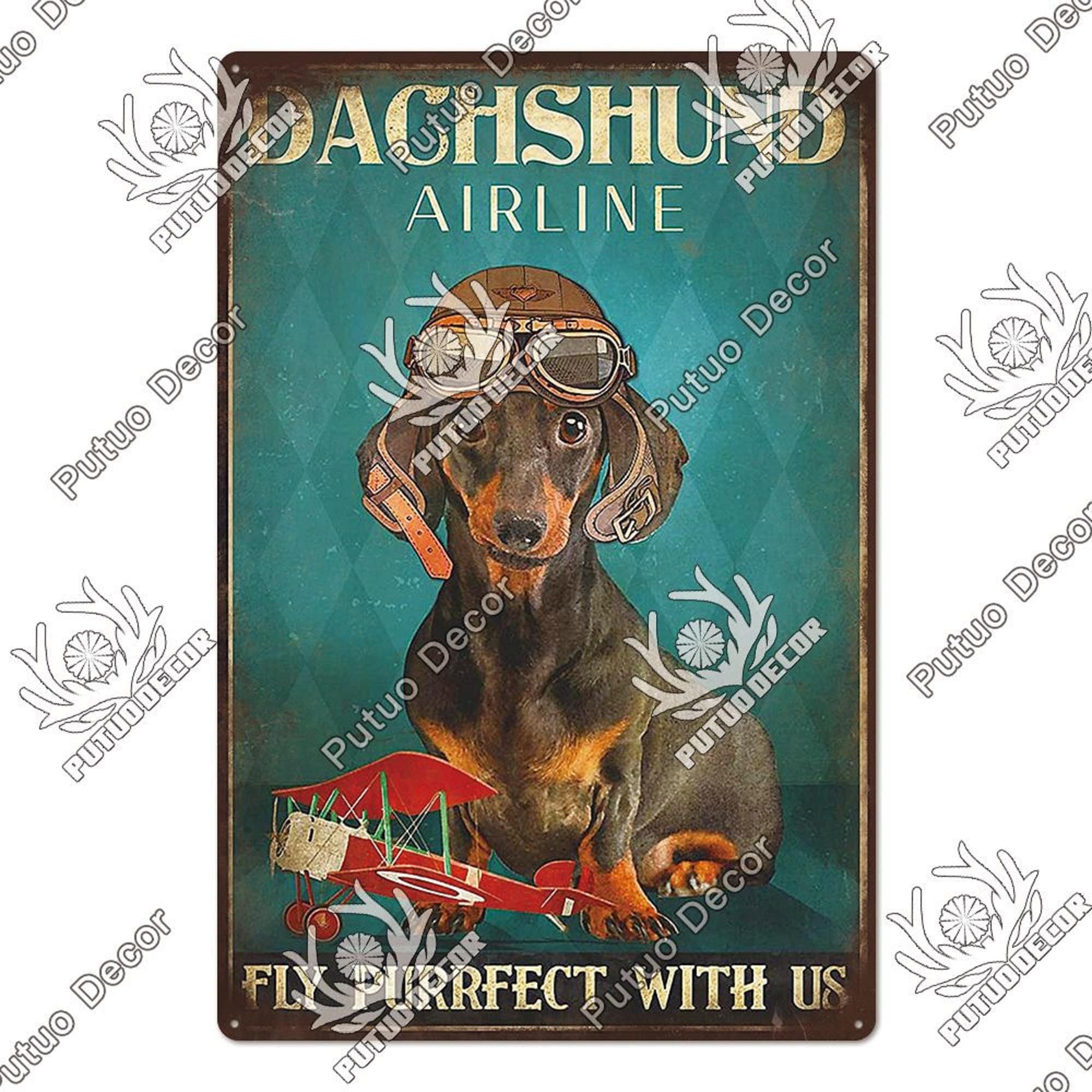 Funny Dogs Tin Signs Vintage Metal Signs Pet Sign Tin Posters for Farm ...