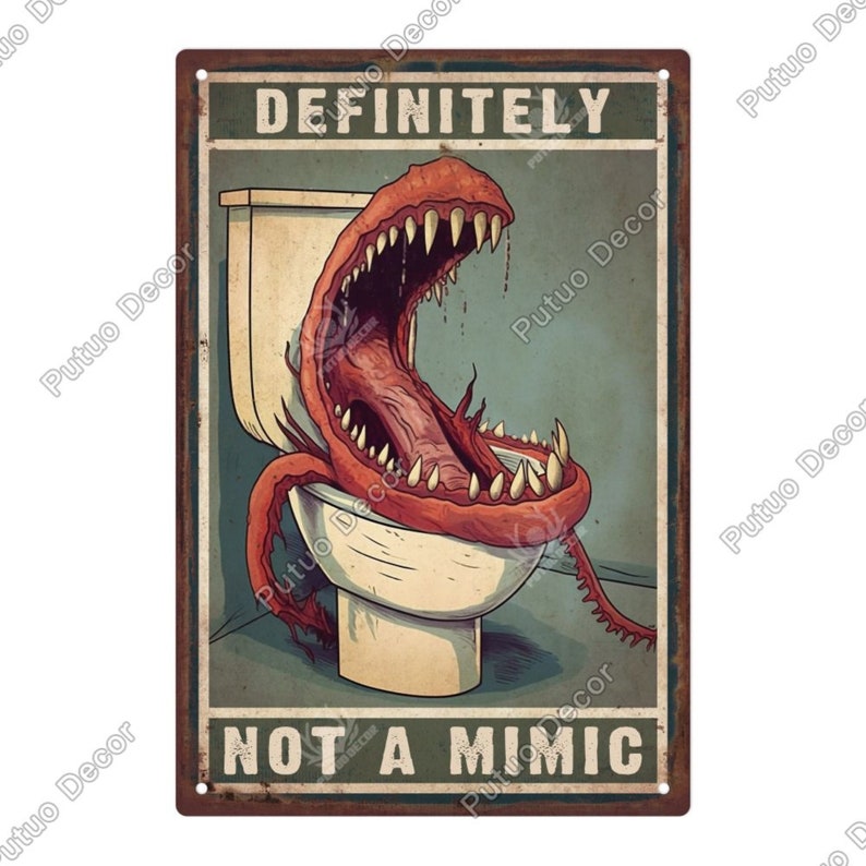 WC Toilet Funny Animals Restroom Retro Tin Sign Vintage Bathroom Plaque ...
