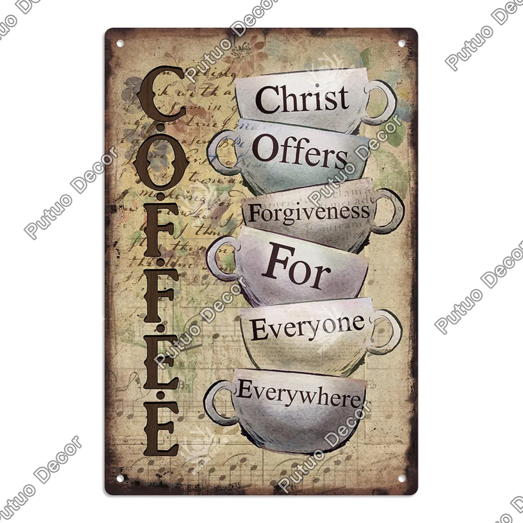 Funny Cat Dog Drink Tea Coffee Metal Tin Sign Retro Style Home Wall ...