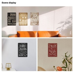 Coffee Tin Sign Vintage Plaque Metal Plate Shabby Chic Wall Art Poster ...