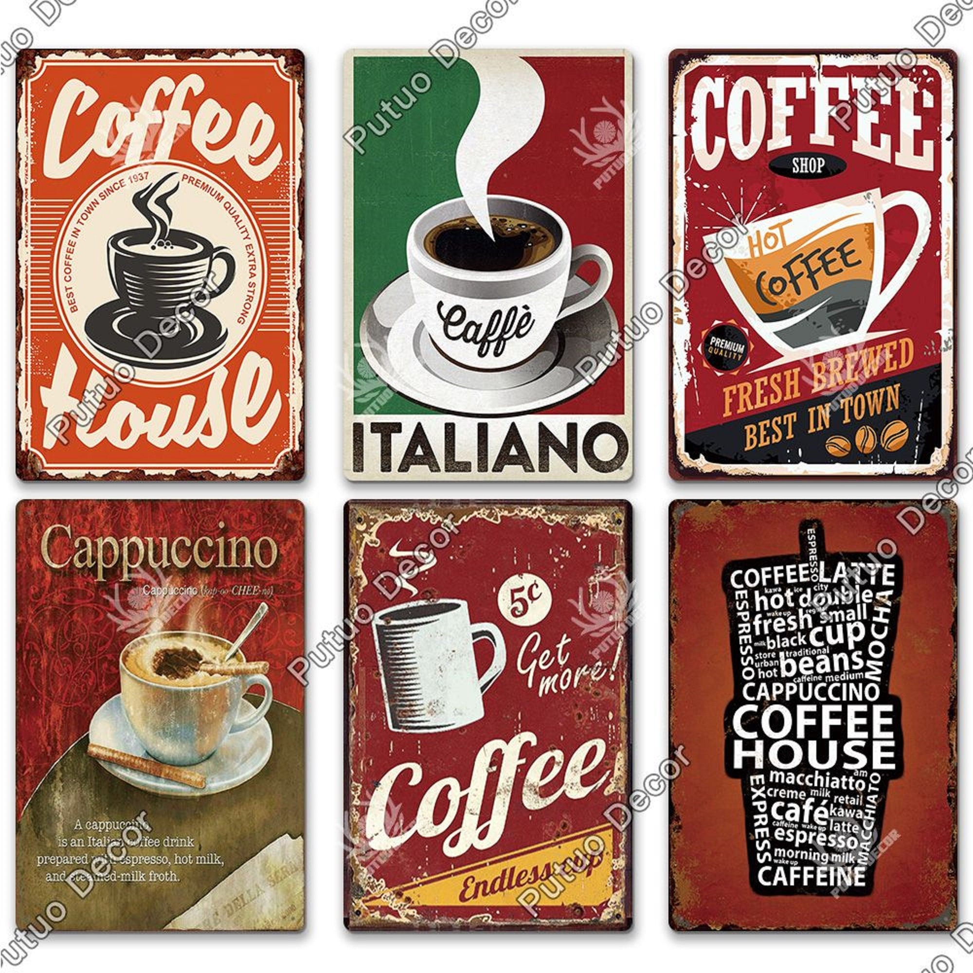 Vintage Style Coffee Theme Metal Tin Sign Kitchen Bar Pub Cafe Wall Art ...