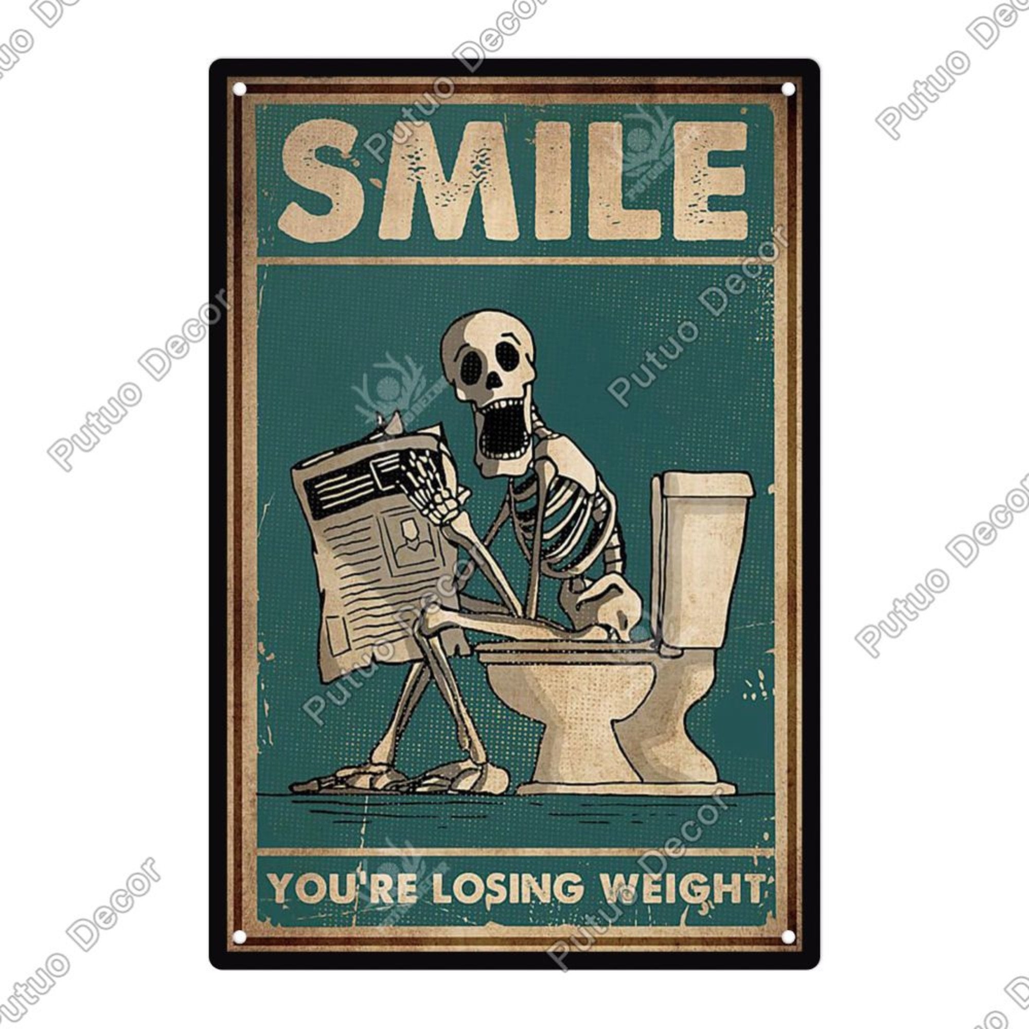 WC Toilet Funny Animals Restroom Retro Tin Sign Vintage Bathroom Plaque ...